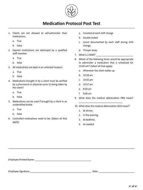 Medication Competency Test Pdf Health Care Medicine