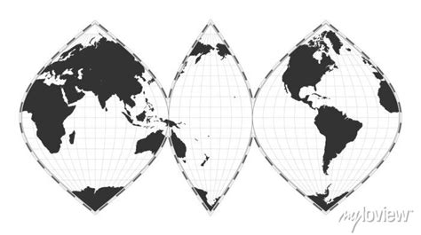 Vector World Map Interrupted Sinusoidal Projection Plan World Posters For The Wall • Posters