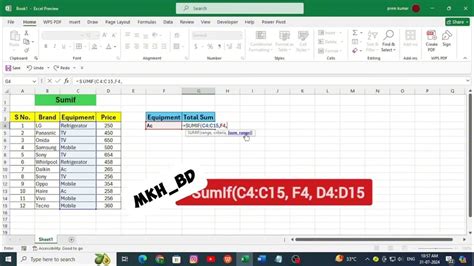Sumif Formula Excel Hacks By Mkhbd Youtube