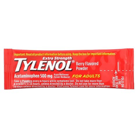 Tylenol Extra Strength Acetaminophen Dissolve Packs For Adults Berry Flavor 500 Mg 12