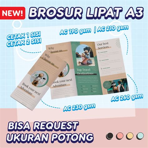 Jual Cetak Brosur Lipat Custom Promosi A3 Art Carton Print Leaflet Shopee Indonesia