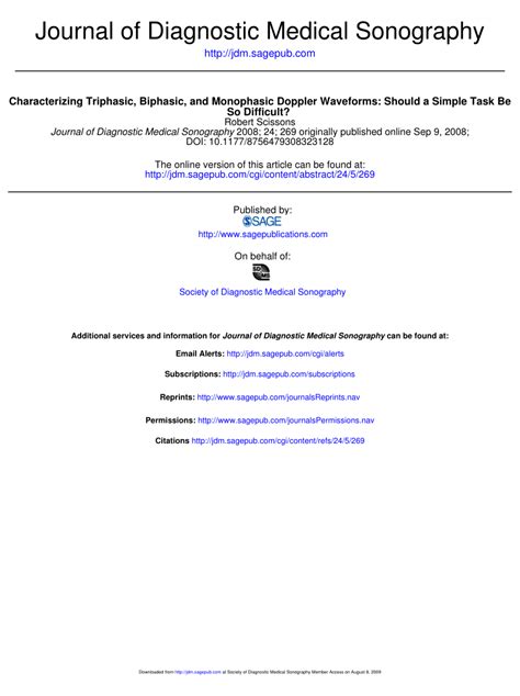 Pdf Characterizing Triphasic Biphasic And Monophasic Doppler