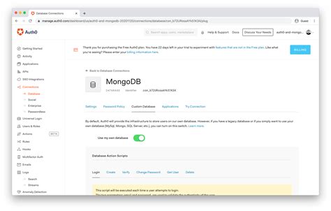Connecting Auth0 To Mongodb With Custom Databases
