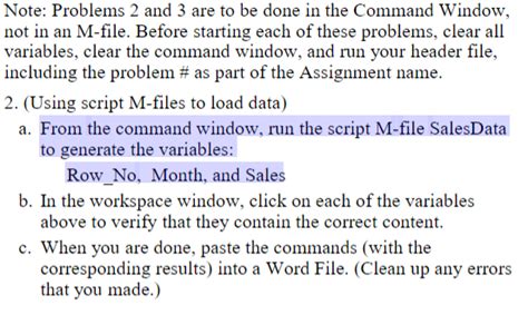 solved 1 in matlab create and save an m file called sales