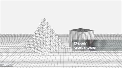 회색 3d 기하학적 모양 와이어프레임 패턴 배경 3차원 형태에 대한 스톡 벡터 아트 및 기타 이미지 3차원 형태 과학