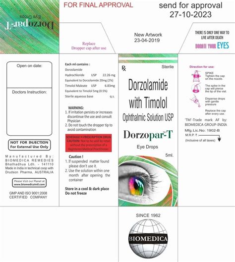 Dorzolamide Timolol Eye Drops 5 Ml At ₹ 450unit In Ludhiana Id