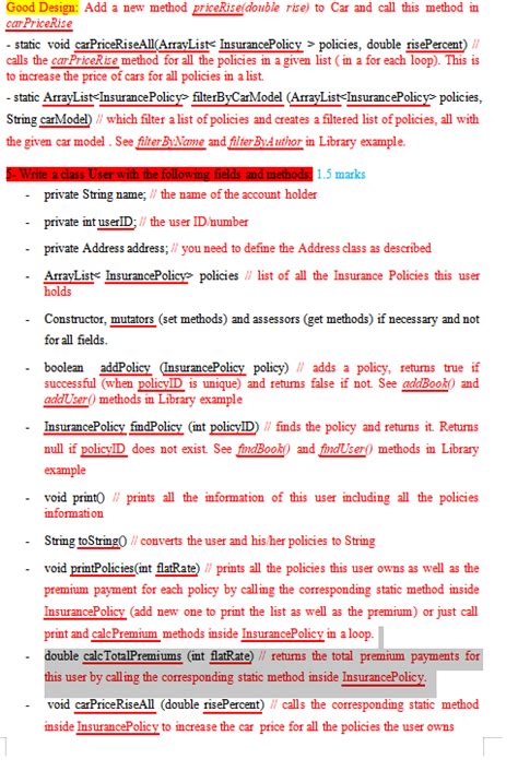 Solved 4 Add These Methods To Your Insunncepolicy Class 15