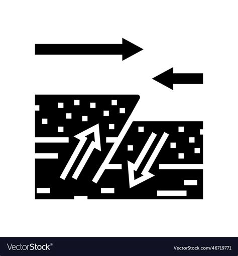 Compression Thrust Earthquake Glyph Icon Vector Image