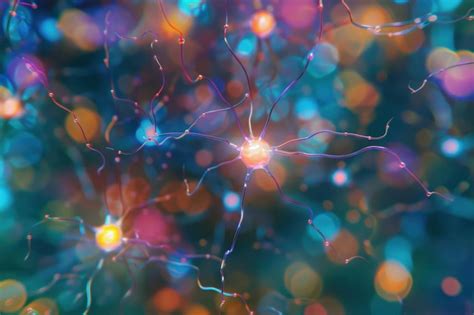 Colorful Neuron Network Abstract Brain Cells Scientific Illustration Premium Ai Generated Image