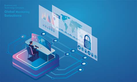 data analysis and statistics concept isometric programmer working in a