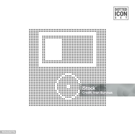 도트 패턴 아이콘을 저장 합니다 마그네틱 플로피 디스크 아이콘 흰색 배경에 고립 점선 벡터 아이콘 또는 디자인 서식 파일 가리키기에 대한 스톡 벡터 아트 및 기타 이미지