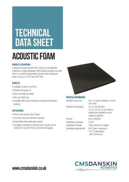 Polyurethane Non Flammable Acoustic Foam Technical Data Sheet Cms