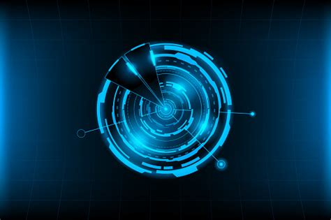 Abstract Circle Connection Futuristic With Flare Light On Grid Backgroundfuture Conceptvector