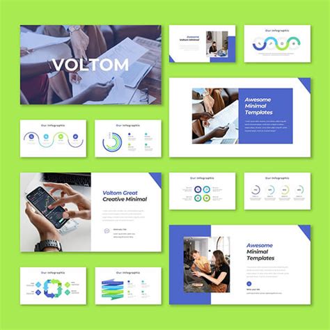 Лаконичный шаблон презентации Voltom с яркой инфографикой Biecom Market