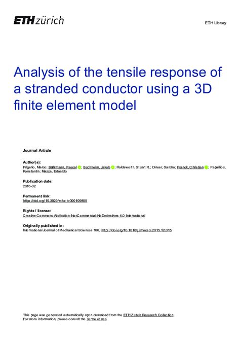 pdf analysis of the tensile response of a stranded conductor using a