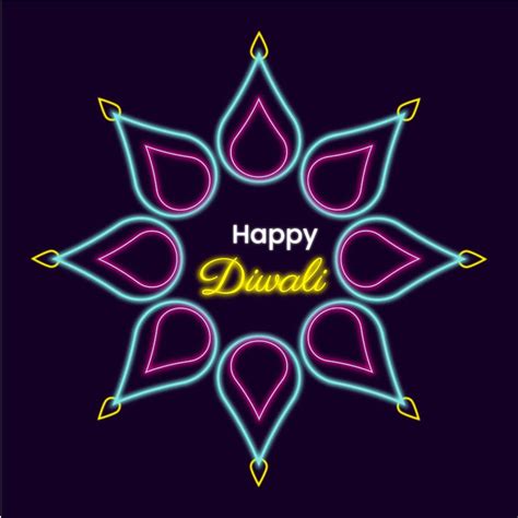 Happy Diwali Blue Rangoli Neon — Dudus Online