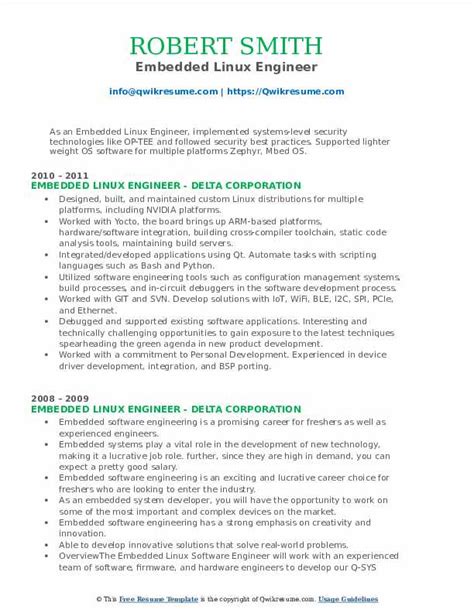 10 Embedded Linux Engineer Resume Samples And Templates For 2025