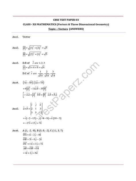 Vectors Imp Questions Paper 3 Solutions Pdf Applied Mathematics