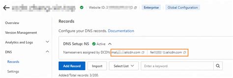 Update Dns Nameservers Edge Security Acceleration Alibaba Cloud Documentation Center