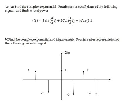 Q4 A Find The Complex Exponential Fourier Series Coefficients Of The Following Signal And Find