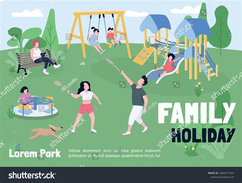 공원 배너 플랫 벡터 템플릿의 가족 스톡 벡터로열티 프리 1666977424 Shutterstock