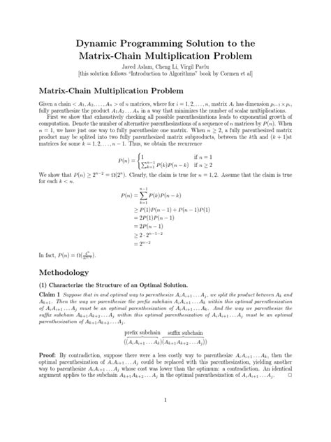 Dynamic Programming Solution To The Matrix Chain Multiplication Problem