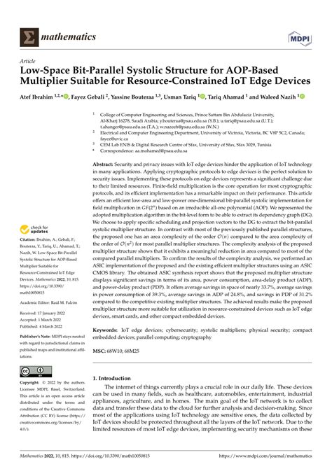 pdf low space bit parallel systolic structure for aop based multiplier suitable for resource