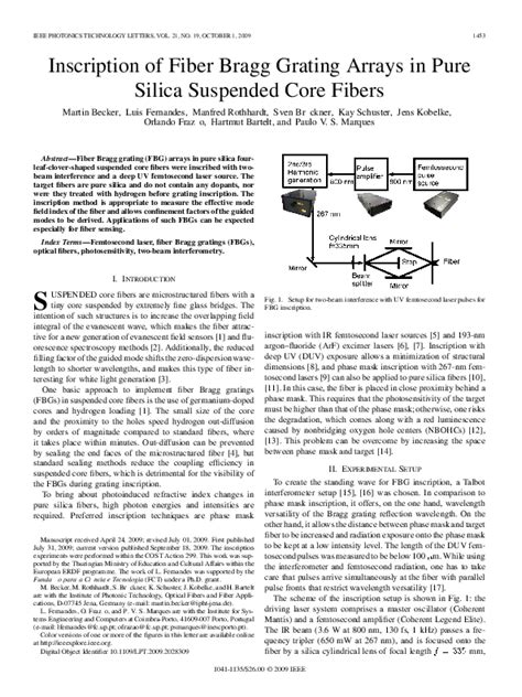 pdf inscription of fiber bragg grating arrays in pure silica