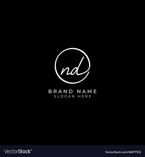 N D Nd Initial Letter Handwritten Signature Logo Vector Image