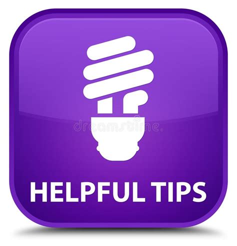 Helpful Tips Bulb Icon Special Purple Square Button Stock