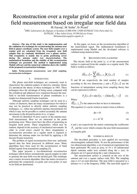 pdf reconstruction over a regular grid of antenna near field