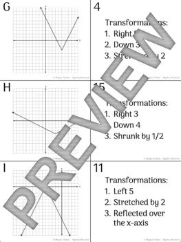 Absolute Value Transformation Matching Card Sort By Algebra Elevated