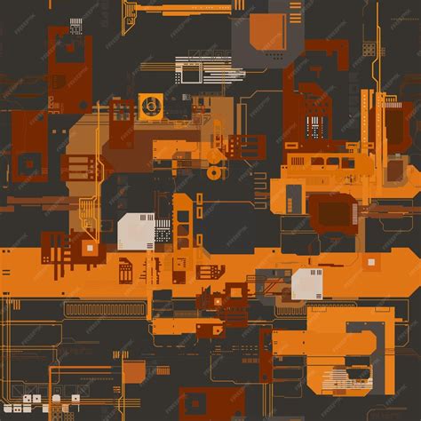 Premium Photo Scifi Seamless Texture 8k Orange Red Grey Background Technology Circuit Board