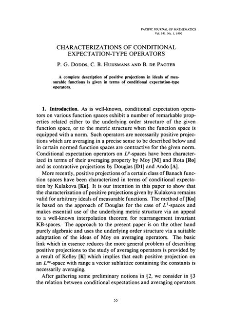 Pdf Characterizations Of Conditional Expectation Type Operators