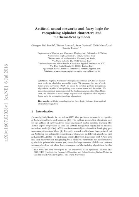 Artificial Neural Networks And Fuzzy Logic For Recognizing Alphabet