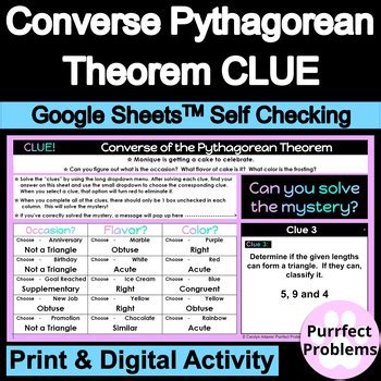 Converse Of Pythagorean Theorem Print Self Checking Digital CLUE Activity