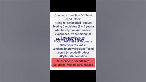 Hiring For Embedded Product Testing Testingjobs Embeddedtesting Youtube