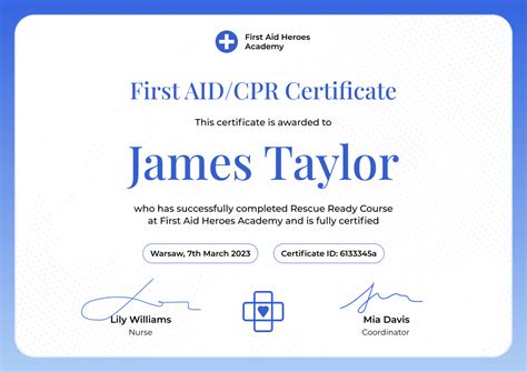 Free First Aid Certificate Templates Download And Edit