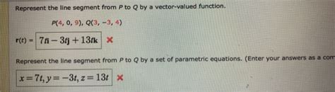 Solved Represent The Line Segment From P To Q By A Chegg
