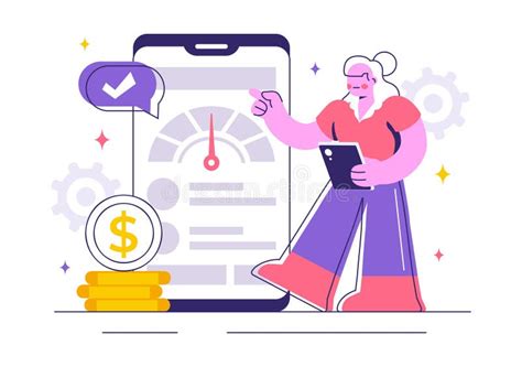 Credit Score Vector Illustration With A Loan Arrow Gauge Speedometer Indicator Displaying