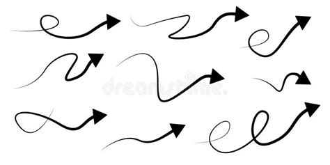 Black Arrows Vector Set Wavy Arrows Set Serpentine Black Arrows