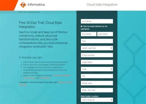 Informatica Cloud Data Integration Free Tutorial Registration Guide