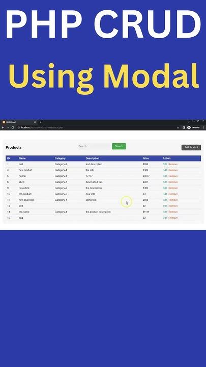 Php Crud Using Modal Php Html Css Javascript Coding Code Coder