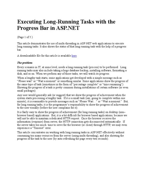 Executing Long Running Tasks With The Pdf Hypertext Transfer