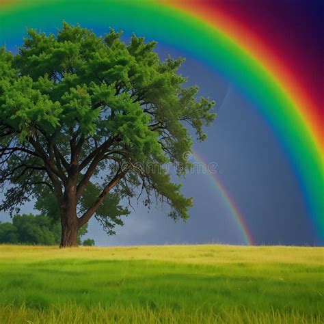 Rainbow Over Field Stock Illustration Illustration Of Yellow 320282134