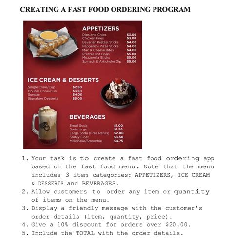 Solved CREATING A FAST FOOD ORDERING PROGRAM 1 Your Task Is Chegg Com