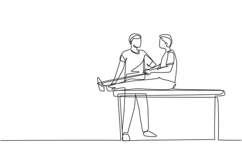 Continuous One Line Drawing People Massage Professional Relax Therapy