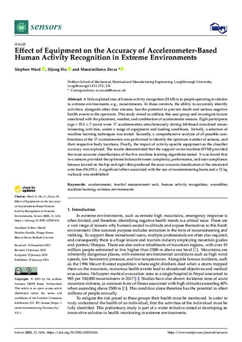 Pdf Effect Of Equipment On The Accuracy Of Accelerometer Based Human Activity Recognition In