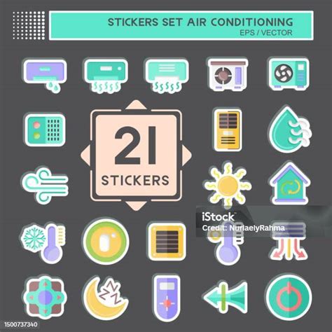 스티커 세트 에어컨 전자 기호와 관련이 있습니다 심플한 디자인 편집 가능 간단한 그림 개념에 대한 스톡 벡터 아트 및 기타 이미지 개념 검사 보기 공기조화 Istock