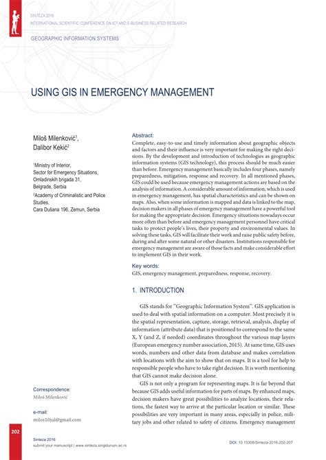 Pdf Using Gis In Emergency Management